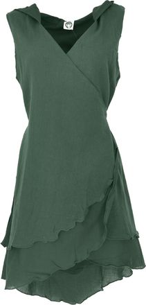 Guru Shop Wickeltunika, Boho Elfentunika mit Zipfelkapuze, Wickelkleid - Gr&uuml;n, Damen, Baumwolle, Size:S