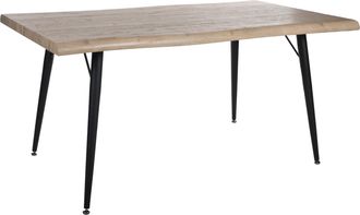 Duo Collection Esstisch Tailin | Mit Baumkante, Massives Metallgestell, Wildeiche-Nachbildung (160x90cm)