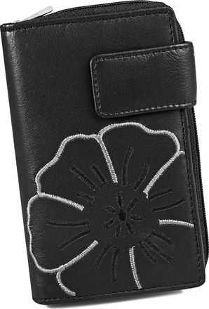 Branco Gro&szlig;e Geldb&ouml;rse, Elegantes Portemonnaie Gr&ouml;&szlig;e L f&uuml;r Damen, Echt-Leder, Schwarz, 22373