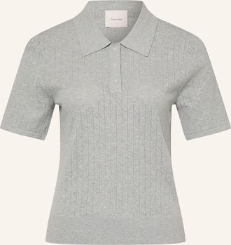 Calvin Klein Strick-Poloshirt grau