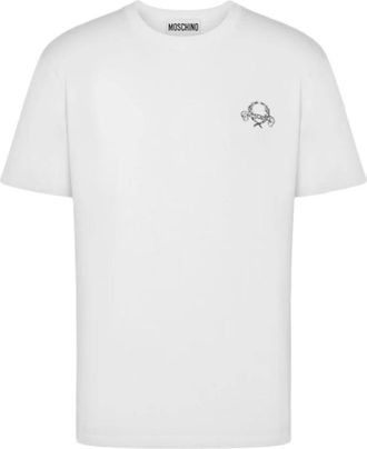 Moschino Homme, Tops, Blanc, Taille: M TShirt MC logo coton
