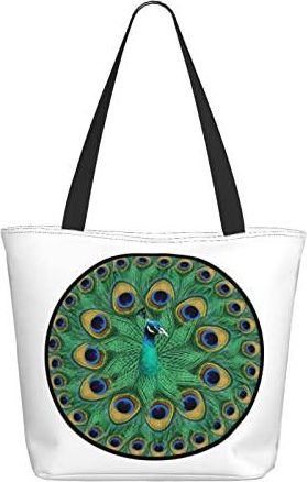 AOOEDM Beau paon de vert color&eacute; sac &agrave; provisions pour femme 33 x 27,9 x 17,8 cm. Le cadeau parfait pour la Saint-Valentin. Cest de la Saint-Valentin pour mam