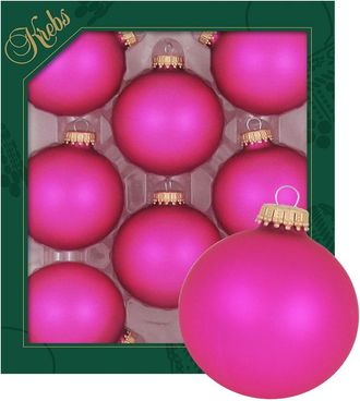 Krebs Glas Lauscha Weihnachtsdekoration/Christbaumschmuck aus Glas - Unifarbende Kugeln - Menge: 8 St&uuml;ck - Farbe: Satin-Pink - Gr&ouml;&szlig;e: ca. 7 cm
