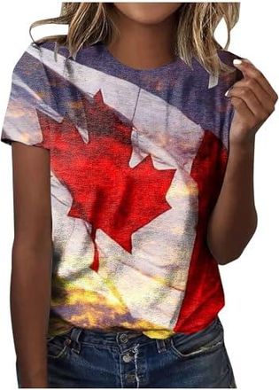 Generic T-shirt pour femme - Col rond - Manches courtes - Vacances d&eacute;t&eacute; - T-shirts &agrave; imprim&eacute; floral - Blouses grande taille, lilas, XL