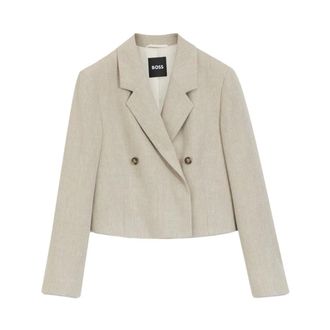 HUGO BOSS Femme, Vestes, Beige, Taille: 36 FR Blazer court crois&eacute;