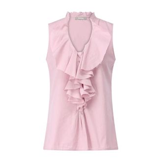 Kiltie R&uuml;schen Kurzarmbluse Yvette - - Tops - Damen - Rosa - L