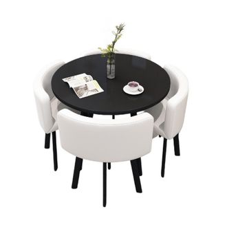 Generic B&uuml;rom&ouml;bel, 4 St&uuml;hle mit Tisch, Konferenztisch-Set, K&uuml;chentisch mit 4 St&uuml;hlen, platzsparender Empfangstresen, Fr&uuml;hst&uuml;ckstisch, Lounge- und Besprechungs