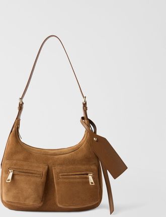 Furla Lynette Schultertasche M Toni Cognac Braun Wildleder Damen