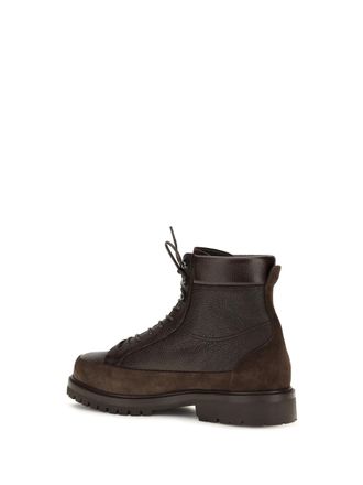 Brunello Cucinelli Mens Ankle Boots Deer Leather & Suede Dark Brown Upper