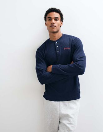 Polo Ralph Lauren Lounge-Henley-Oberteil in Marineblau