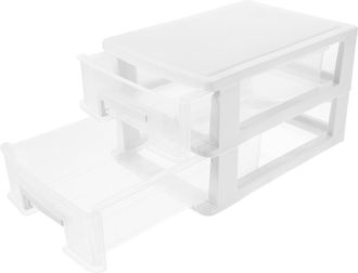 Angoily Schubladenorganizer aus Kunststoff 2 St&ouml;ckige Aufbewahrungsbox Transparent mit Schublade Schreibtisch Organizer f&uuml;r B&uuml;ro und Zuhause