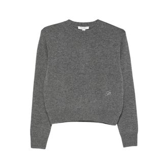 Sporty & Rich Crystal-Embellished Logo Crew Neck Sweater - - Knitwear - Damen - Grau - M