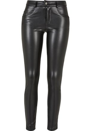 Urban Classics Ladies Mid Waist Synthetic Leather Pants Frauen Kunstlederhose schwarz W28L30