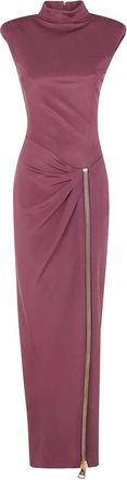 Balmain Femme, Robes, Violet, Taille: 38 FR Robe longue ajust&eacute;e en jersey zipp&eacute;