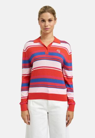 Smith & Soul Polokragenpullover SMITH & SOUL, Damen, Gr. XL, mandarin rot print, Feinstrick, Obermaterial: 40% Viskose, 30% Polyamid, 20% Polyester, 10% Kaschmir, 