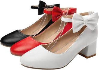 Beaupretty Chaussures Femme Talon Moyen Bout avec Noeud &Eacute;l&eacute;gant et Confortable Escarpins &agrave; Bride Ajustable Chaussures de Marche Quotidienne Noir