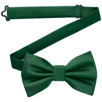 DonDon Fliege Herren handgefertigt Seiden-Look 12 x 6 cm Fliege Dunkelgrün