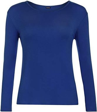 WearAll T-shirt à manches longues extensible uni pour femme Grandes tailles 44 46 58, bleu, 36-38
