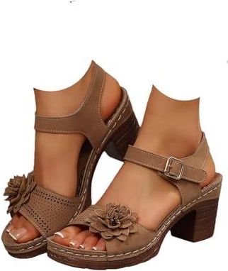 Generic Sandales &agrave; talons bas larges, chaussures d&eacute;t&eacute; pour femme, sandales orthop&eacute;diques &agrave; talon bas pour femme, sandales orthop&eacute;diques pour femme, sandales &agrave;