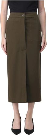 Pinko Pinko, Femme, Jupes, Vert, Taille: 38 FR Midi Skirt Side Pockets Classic