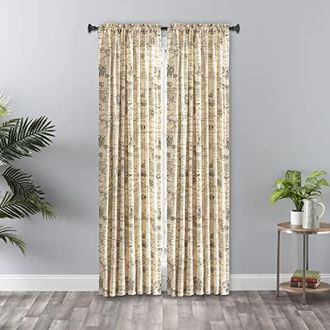 Ellis Curtain Script Crushed Taffeta 48x63 Tailored Panel, Black, 48 x 63