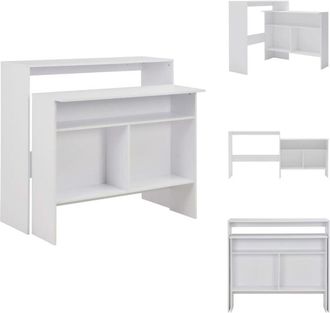 vidaXL Bartisch mit 2 Tischplatten Weiß 130x40x120 cm - Esstisch - Bartisch - Wohnzimmertisch - Hochtisch - Weißer Esstisch