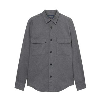 Brooks Brothers Baumwoll-Flanell-Overshirt mit Klappentaschen - - Shirts - Herren - Grau - M