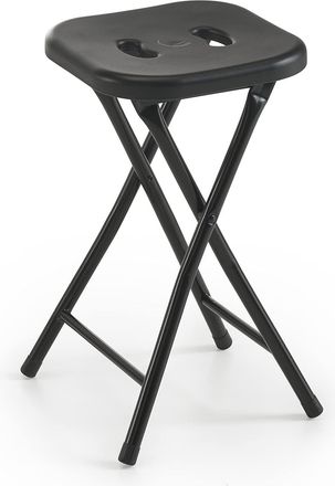 Gedy Klappbarer Badezimmerhocker, Maße und Gewicht: 46,5 x 26 x 28 cm & 1,156 kg, Klapphocker aus Metall und Harzen, schwarzes Finish, R&D-Design, 2 Jahre 