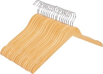 Songmics Kleiderb&uuml;gel, 20er Set, Kleiderb&uuml;gel Holz, aus Massivholz, Holzb&uuml;gel mit Einkerbungen, Jackenb&uuml;gel, um 360&deg; drehbarer Haken, rutschfest, 44 cm lang, n