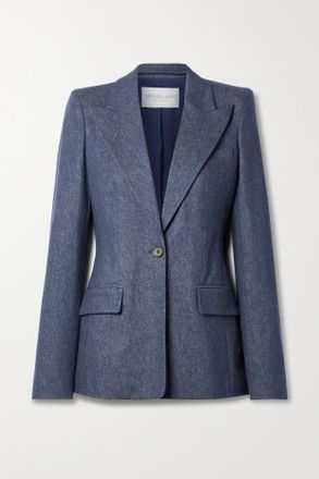 Michael Kors Georgina Blazer Aus Twill Aus Einer Mischung Aus Stretch-wolle, Baumwolle Und Kaschmir - Blau