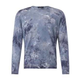 Avant Toi Homme, Pulls, Bleu, Taille: XL Pull en Cachemire Doux Motif Abstrait