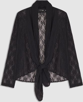 Jeanne Vouland Top Filla Noeud Dentelle Noir