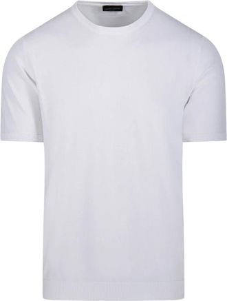 Roberto Collina Homme, Tops, Blanc, Taille: L Bianco Pull Col Rond