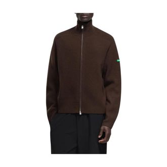 Flaneur Fl&acirc;neur - Cardigan en maille avec badge - Homme - Pulls - Brun - Taille: L