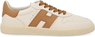 Hogan Femme, Chaussures, Beige, Taille: 37 EU H Logo Leather Baskets