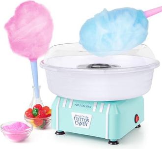 Nostalgia retro table candyfloss machine, vintage cotton candy machine for hard sweets and sugar, aqua