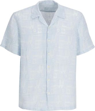 120% Lino Homme, Chemises, Bleu, Taille: M Chemise en lin