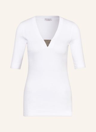 Brunello Cucinelli Brunello Cucinelli T-Shirt Mit Schmucksteinbesatz weiss