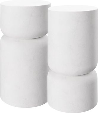 TecTake 2er Set runder Couchtisch weiß, Beistelltisch rund, Aesthetic Room Decor, Moderne Möbel für Wohnzimmer, Schlafzimmer, als Coffee Table, Side Table ode