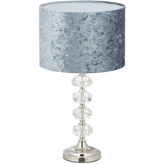 Relaxdays Relaxdays - Lampe de table, abat-jour en velours, pied cristal, douille E14, salon et chambre, h x l : 48 x 26 cm, gris