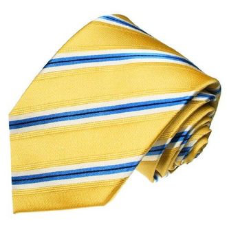 Lorenzo Cana Lorenzo Cana - Cravate en 100% Soie - Bande jaune bleu blanc - Marque Qualit&eacute; dans Tradition italienne - 84338