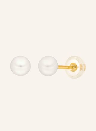 Leaf Ohrstecker Perle 4 Mm Aus 14 Karat Gelbgold gold