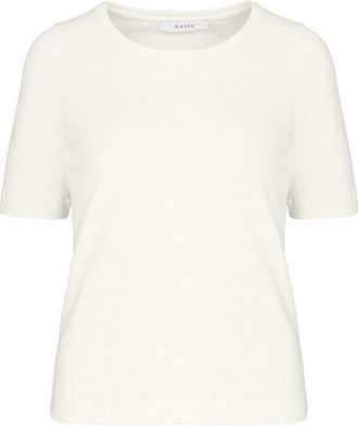 bianca Rundhalsshirt DINIA aus softer Baumwoll-Rippware