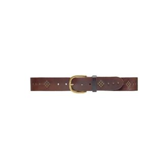 Depeche Depeche, Femme, Accessoires, Brun, Taille: 85 CM Ceinture en Cuir Marron avec Motif