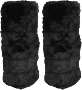 BESPORTBLE 1 Paar Fell Stulpen Damen: Winter Pelz Stulpen Schwarze Fellstulpen Fuzzy Warm Beinlinge Stulpe Kunstleder Beinwärmer Stiefel Manschetten Pelzigen Bei