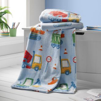 Catherine Lansfield Kids Digger Dreams Kuscheldecke aus Fleece, 130 x 170 cm, Blau