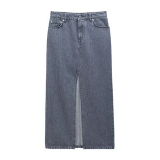 Filippa K Grauer Denim-Rock mit Schlitz - - Skirts - Damen - Grau - S