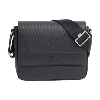 Lacoste Chantaco Messenger Bag aus Leder - - Bags - Herren - Schwarzk - ONE SIZE