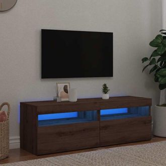 vidaXL Vidaxl - Meubles tv avec lumi&egrave;res led 2 pcs ch&ecirc;ne artisanal