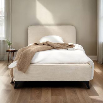 IDIMEX Polsterbett VIRETTA 90x200 in wei&szlig; - Einzelbett mit Lattenrost & Chenille Stoffbezug. Bett in modernem Design mit stabilem Holzrahmen & Metallbeine